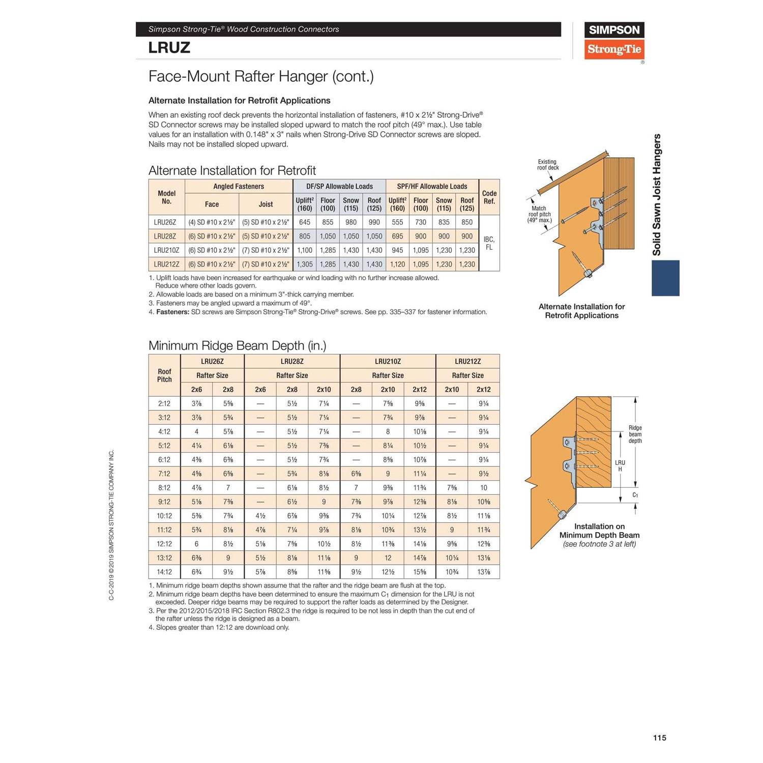 Simpson Strong-Tie LRU26Z Rafter Hanger - Hardware&Tools Online Store