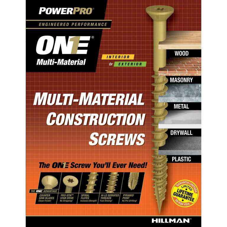 Hillman PowerPro One Multi-Material Exterior Screws - Hardware&Tools ...