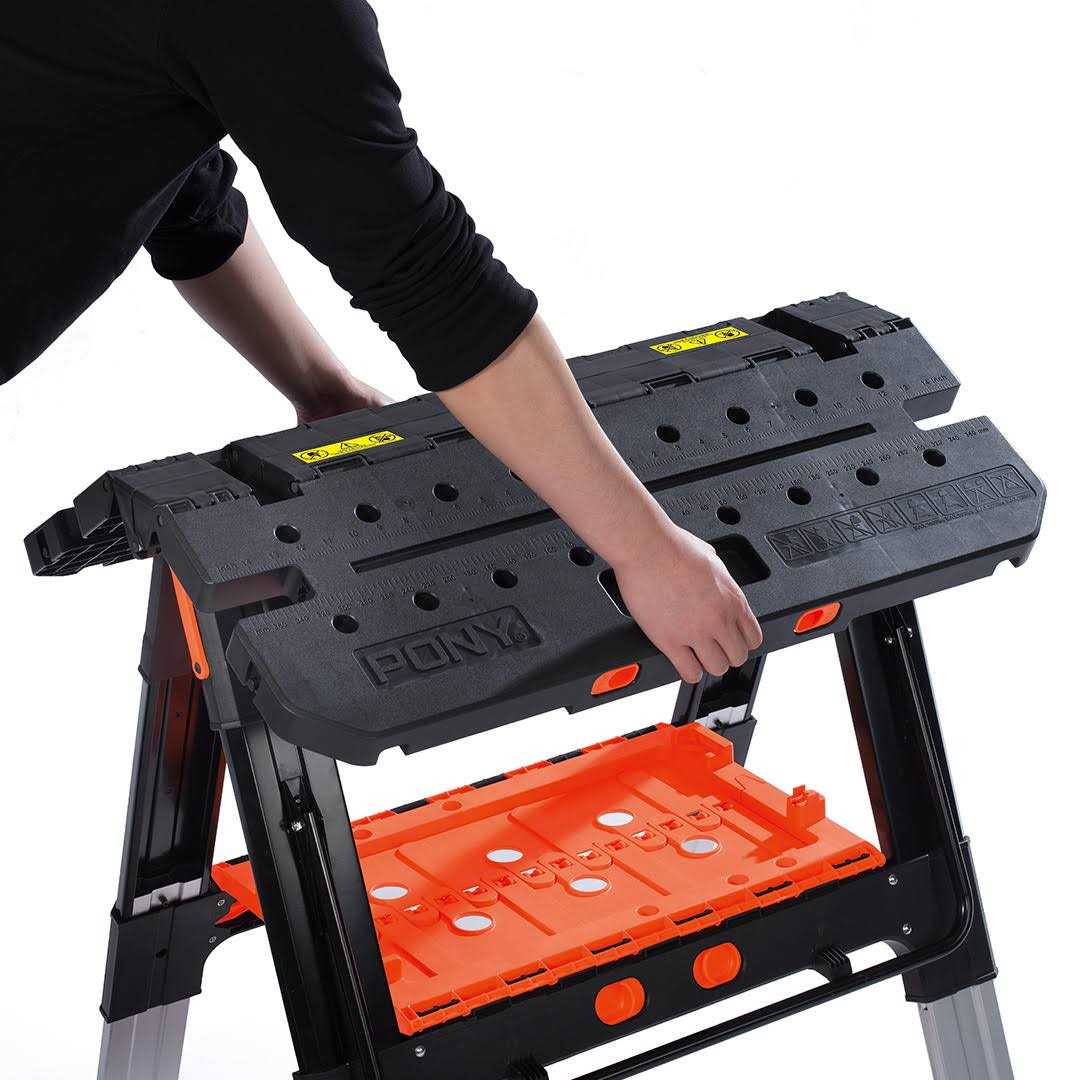 Pony 32-in H Black and Orange Plastic Adjustable Height Portable Work ...