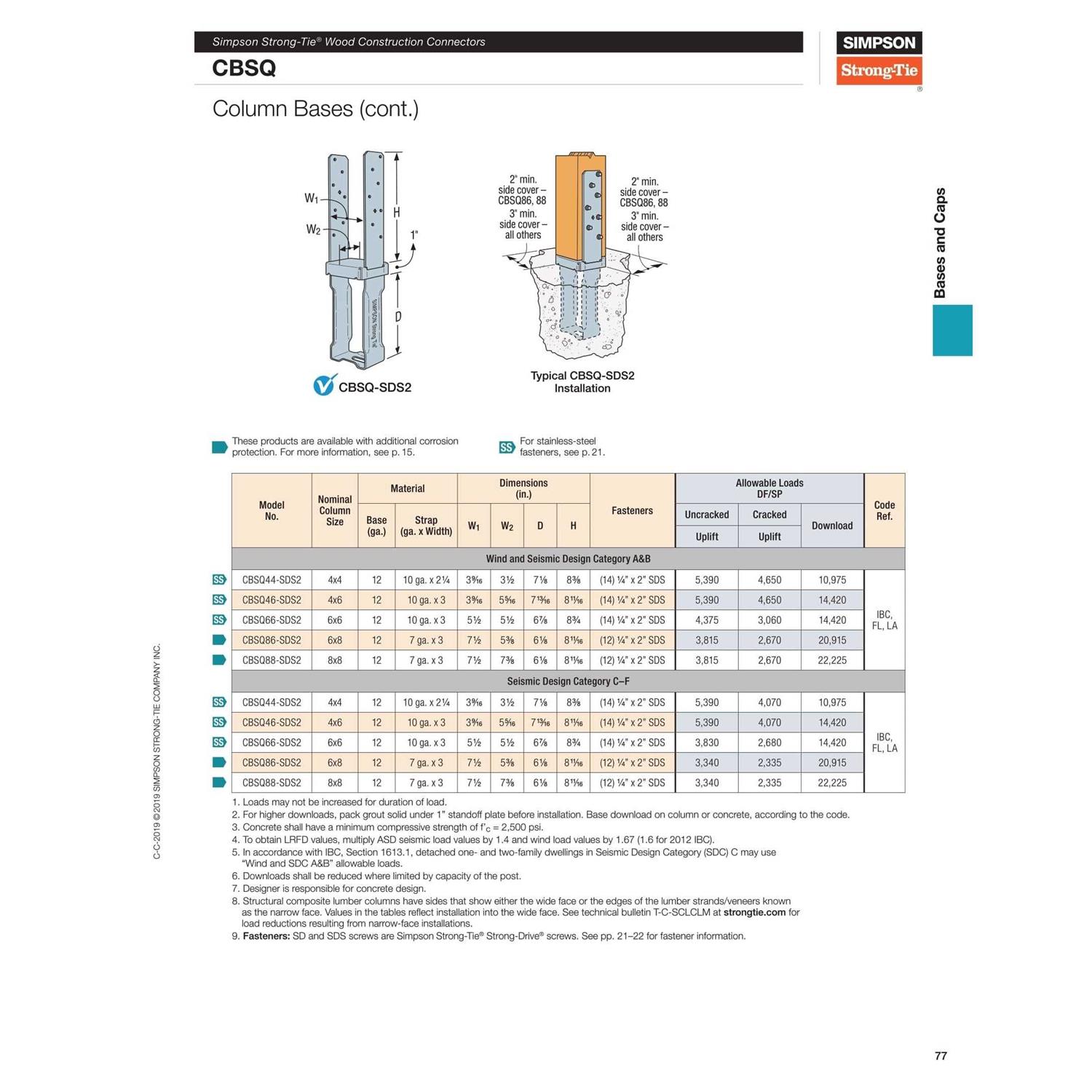 Simpson Strong-Tie CBSQ66-SDS2 Standoff Column Base - Hardware&Tools ...