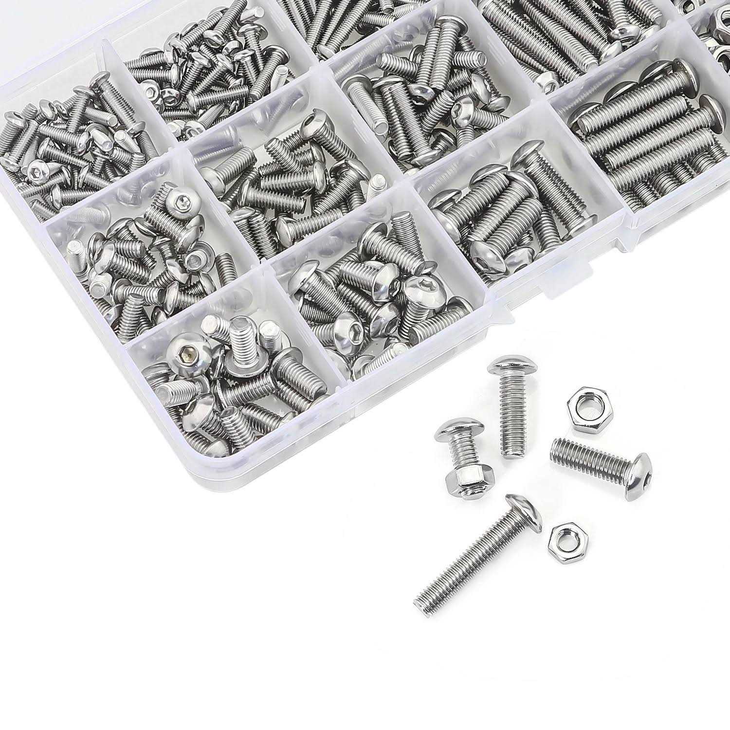 Sutemribor M3 M4 M5 Stainless Steel Button Head Hex Socket Head Cap Bolts Screws Nuts Assortment ...