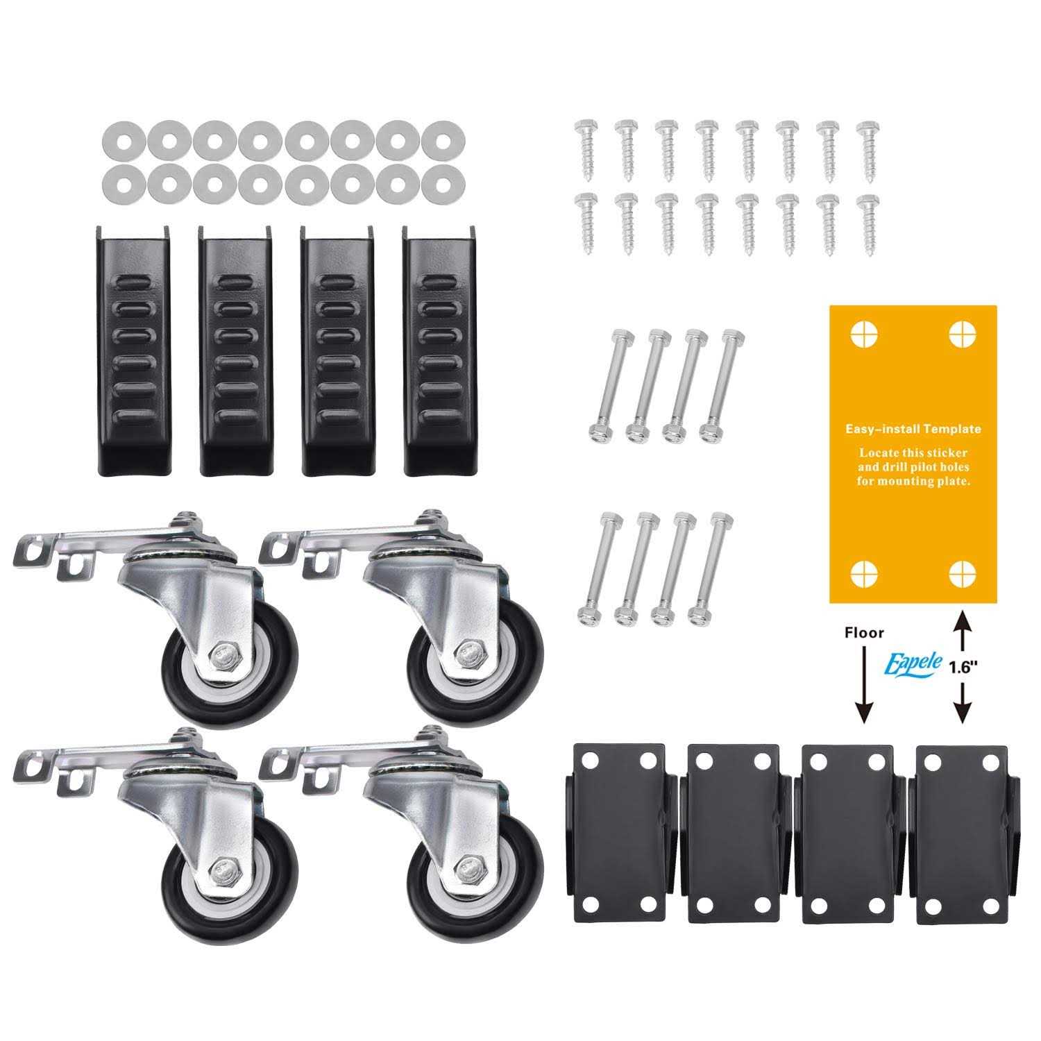 Eapele Workbench Casters Set of 4, Heavy Duty Steel Retractable Wheels ...