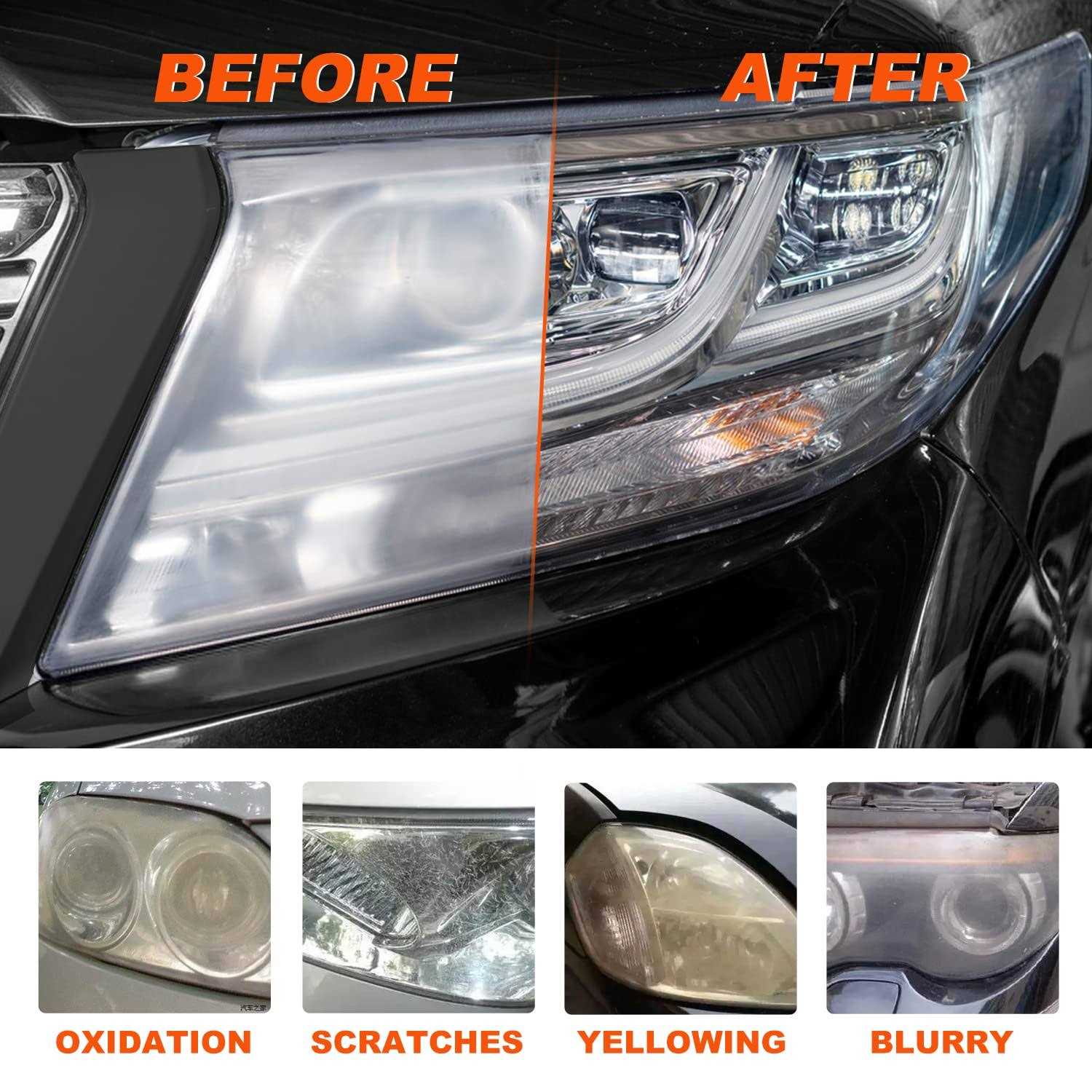 POLIWELL Car Headlight Restoration Kit Heavy Duty Lights Polish ...