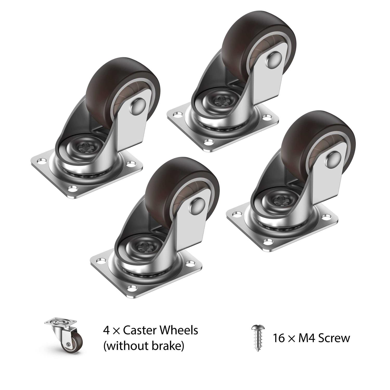 HOLKIE 1 inch Small Caster Wheels for Furniture Small Casters Set of 4 ...