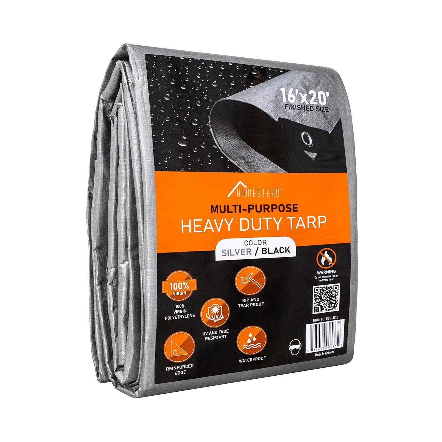 HOMESTEAD Heavy Duty 12 Mil Tarp Cover with Metal Grommets and ...