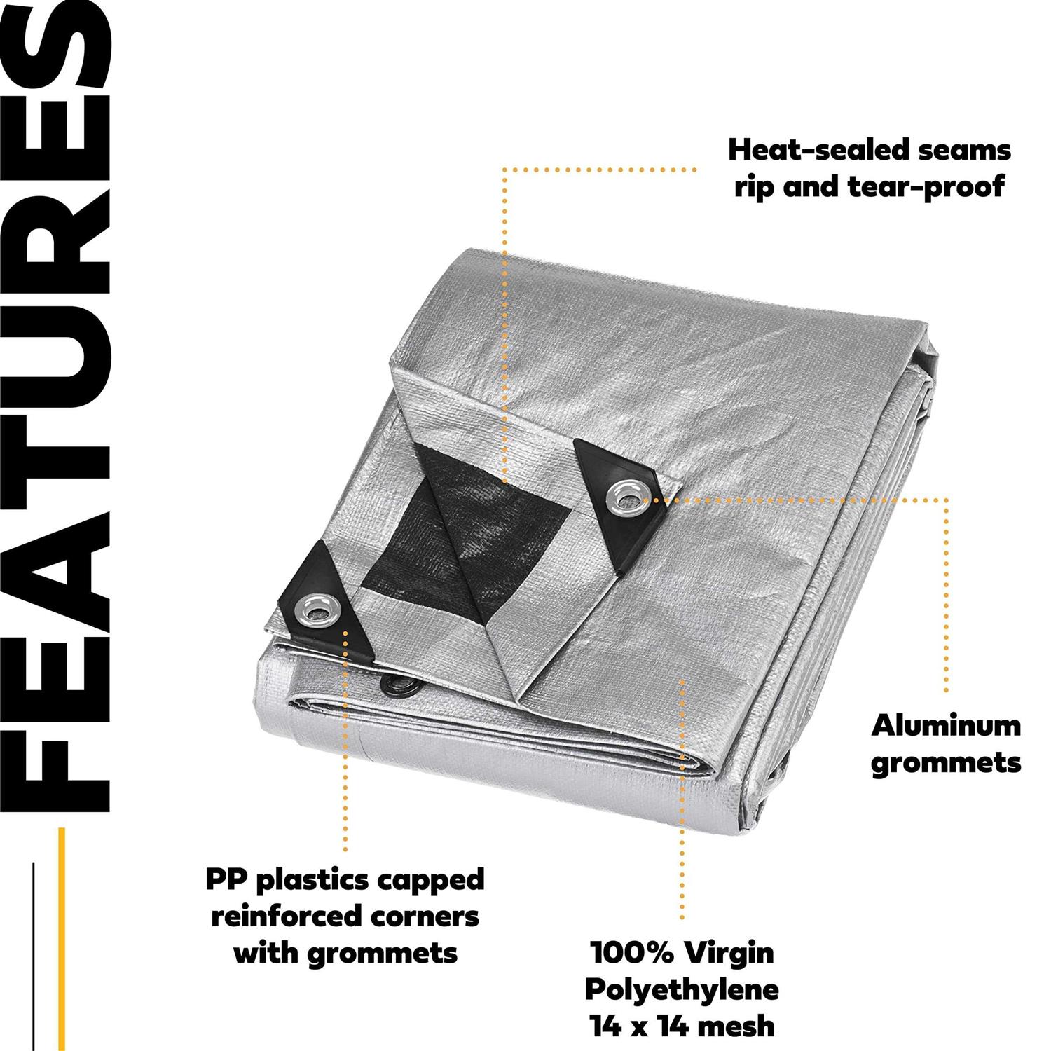 HOMESTEAD Heavy Duty 12 Mil Tarp Cover with Metal Grommets and ...