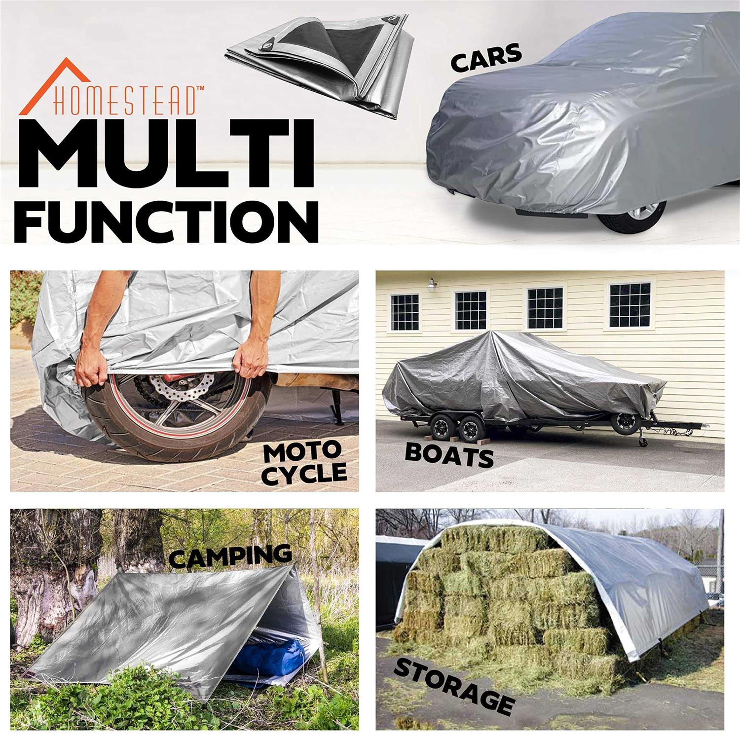 HOMESTEAD Heavy Duty 12 Mil Tarp Cover with Metal Grommets and ...