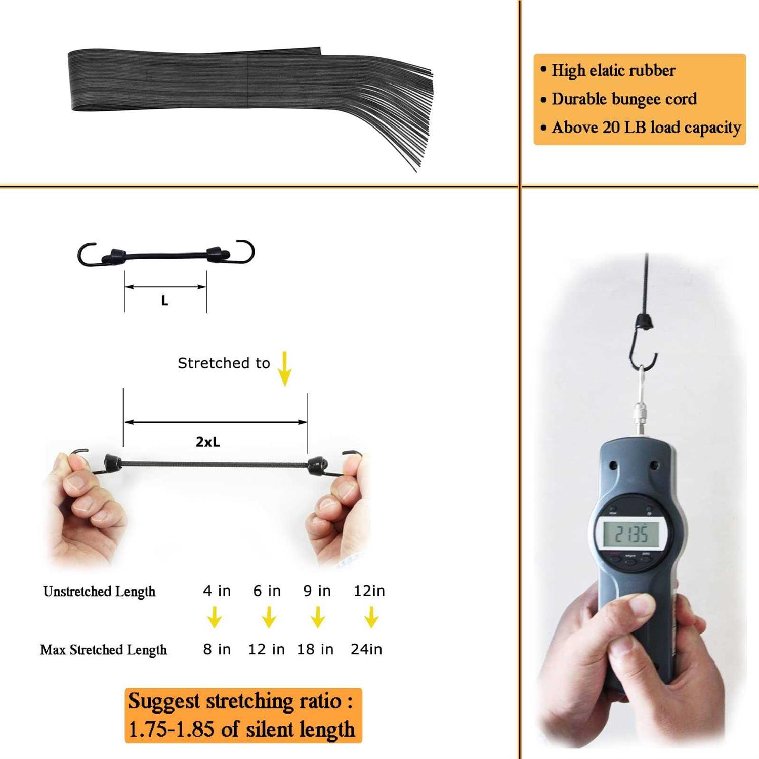 Joneaz Mini Bungee Cord with Hooks 2 Inch - Hardware&Tools Online Store