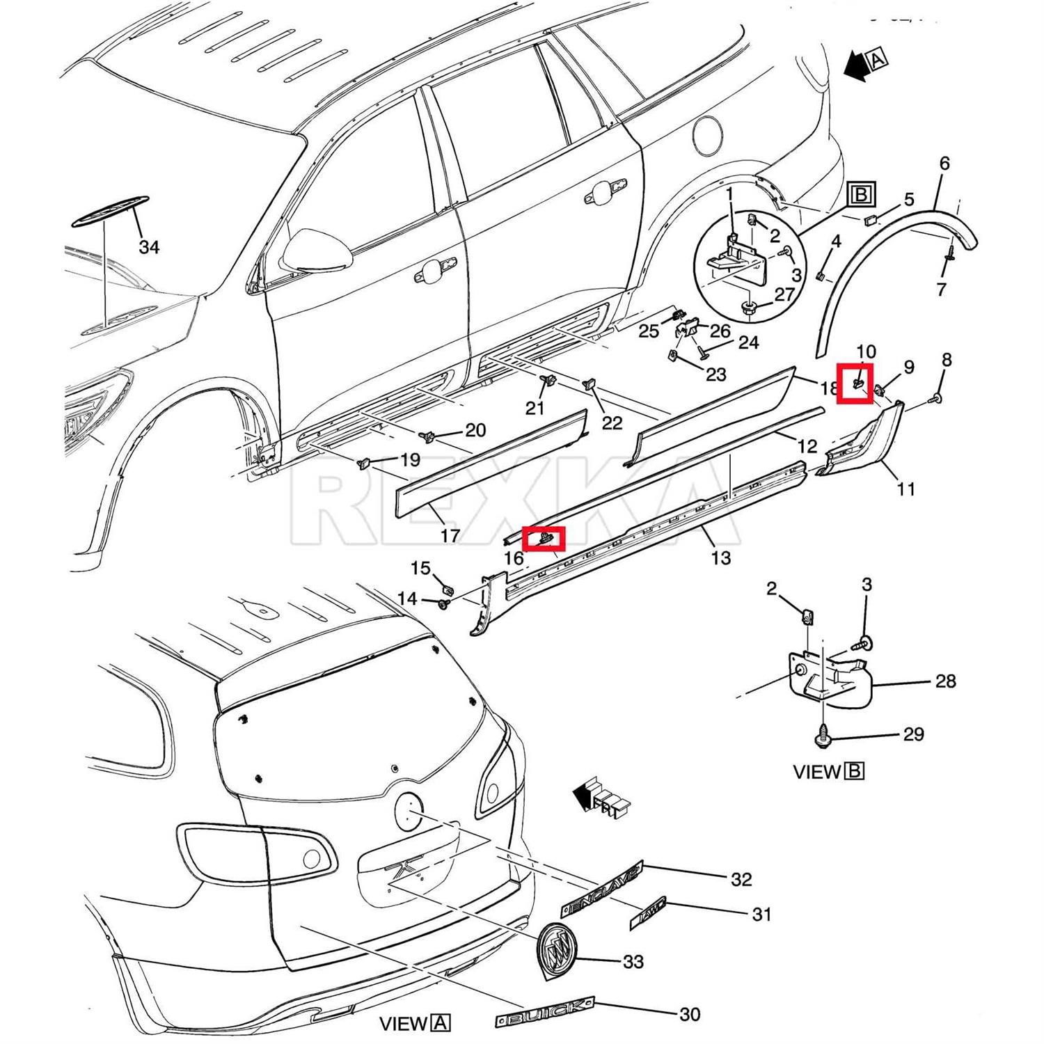 Rexka Rocker Wheel Flare Moulding Clips Compatible with Jeep Grand ...