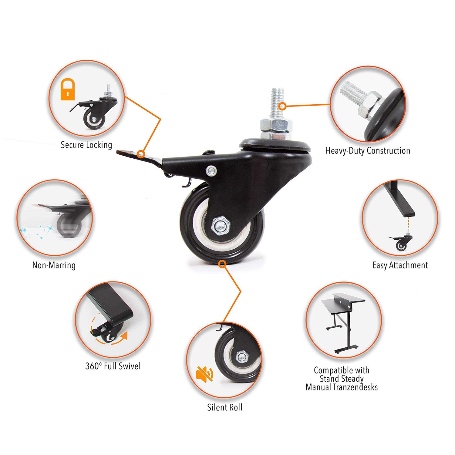 Stand Steady 4-Pack Attachable Desk Wheels - Hardware&Tools Online Store