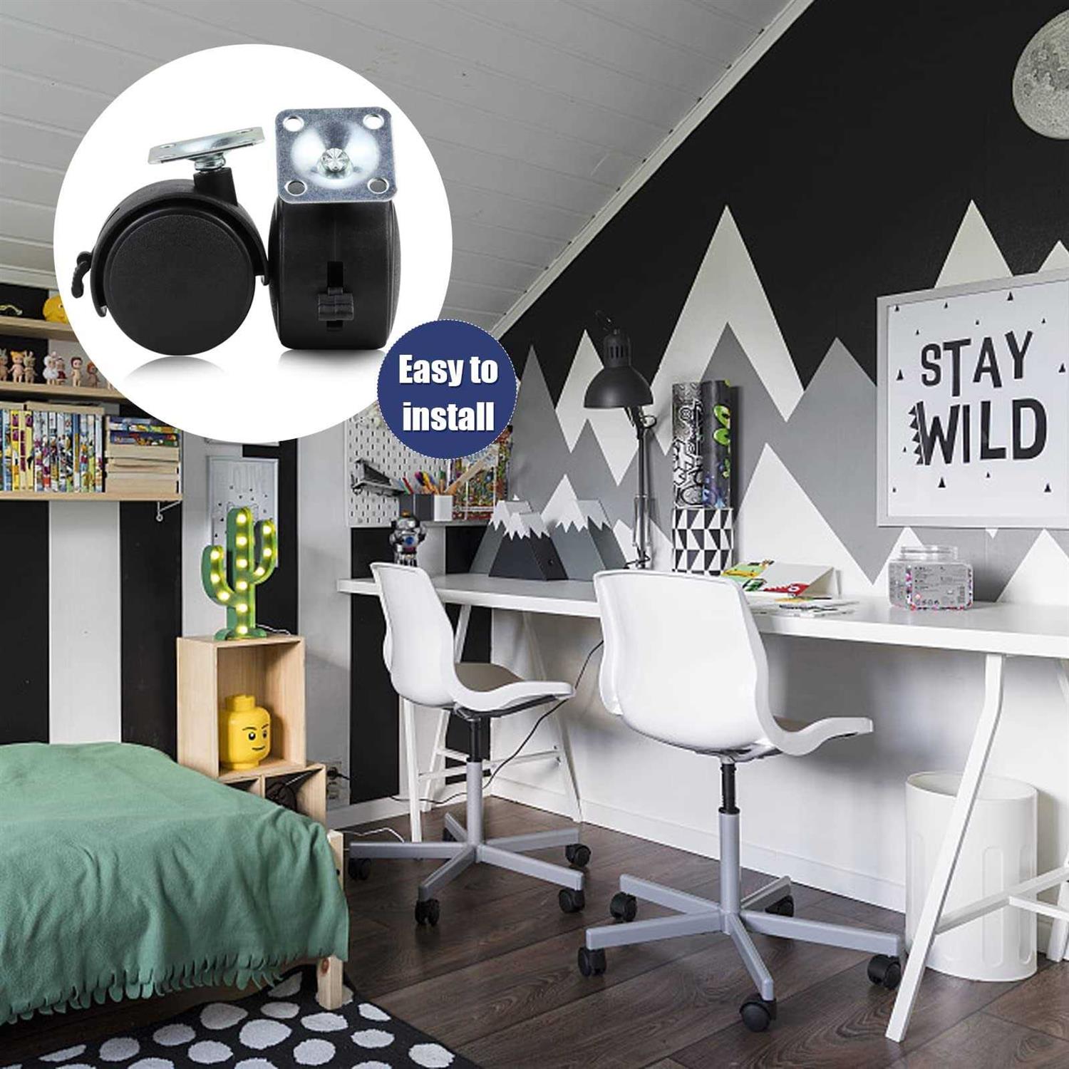 Kuqqi 4 Pack 2 Inch Plastic Casters Furniture Casters Nylon Furniture ...