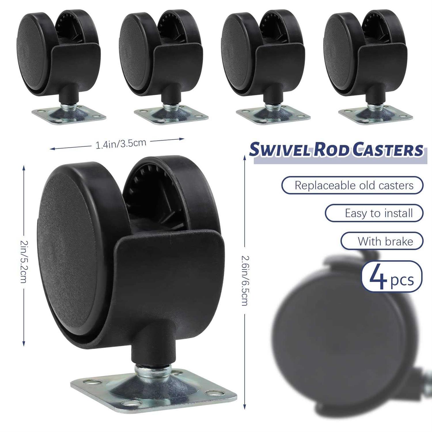 Kuqqi 4 Pack 2 Inch Plastic Casters Furniture Casters Nylon Furniture ...