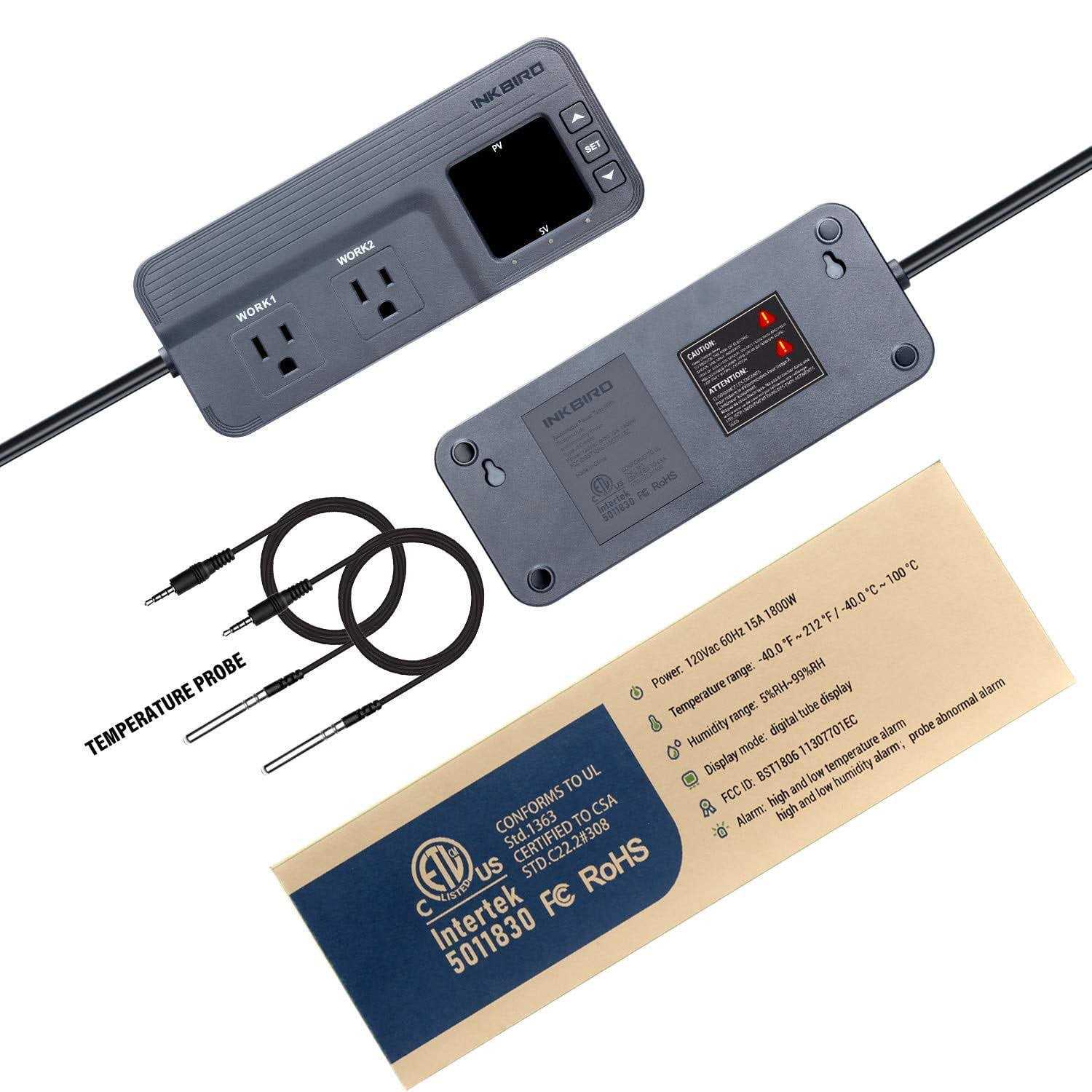 Inkbird Itc-608t Temperature Controller with Dual Temperature Sensor AC ...