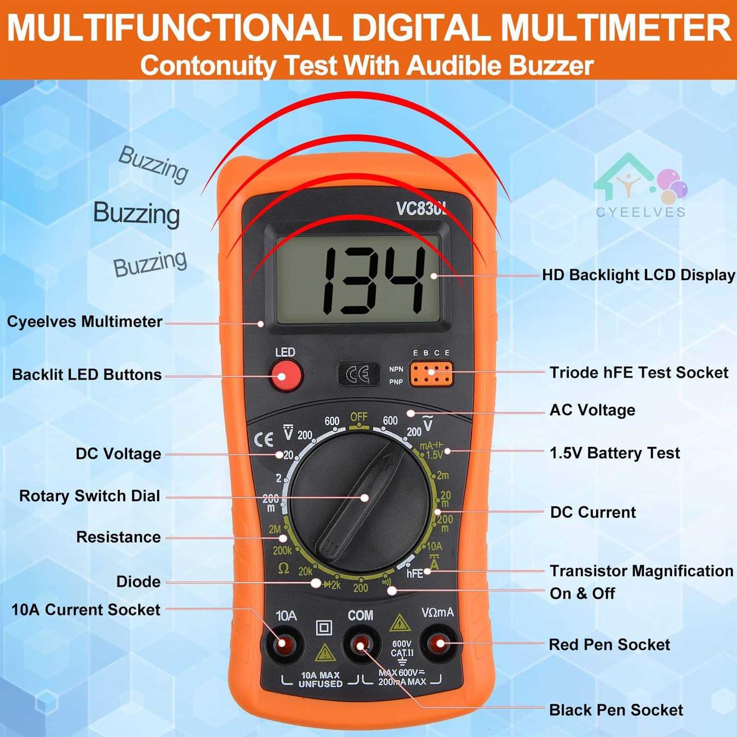 Digital Multimeter Multimeter with AC DC Voltmeter & Ohm Volt Amp ...