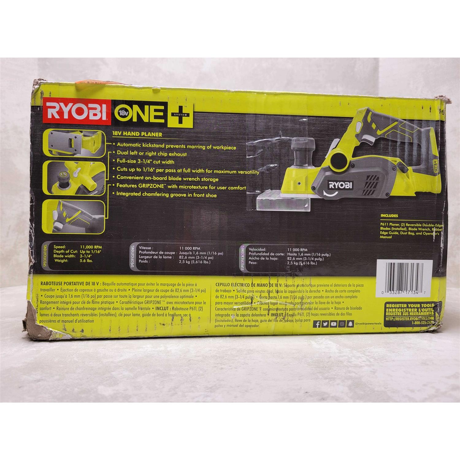 Ryobi 18-Volt ONE+ Cordless 3-1/4 in. Planer P611 - Hardware&Tools ...