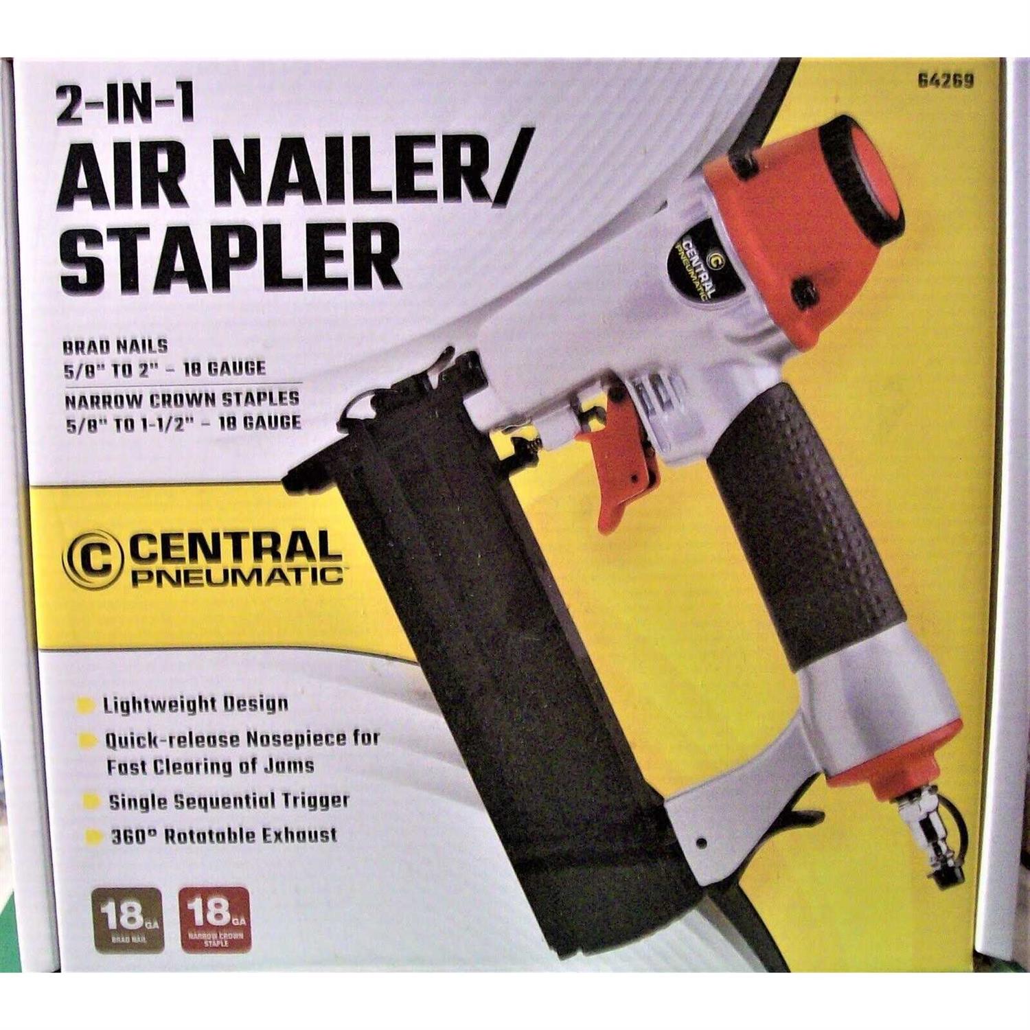 Central Pneumatic 18 Gauge 2-in-1 Air Nailer/Stapler - Hardware&Tools ...