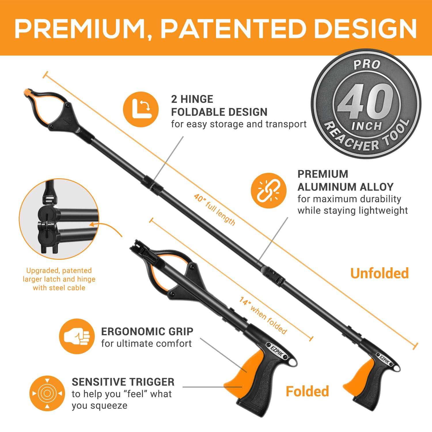 EZPIK Grabber Reacher Grabbers for Elderly Grab It Reaching Tool Heavy ...