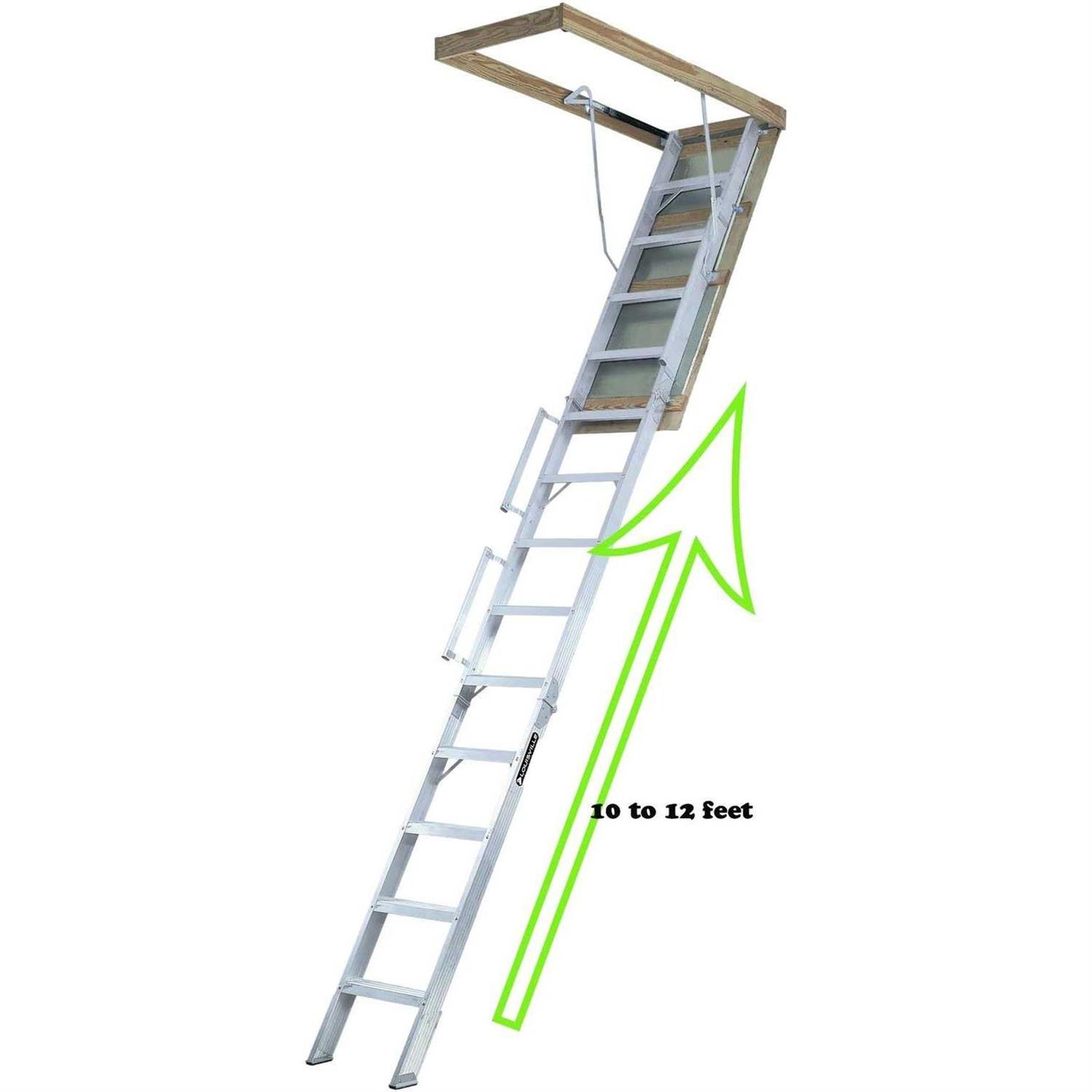 Louisville Ladder Al228p 10 ft. 12 ft. Aluminum Attic Ladder - Hardware ...