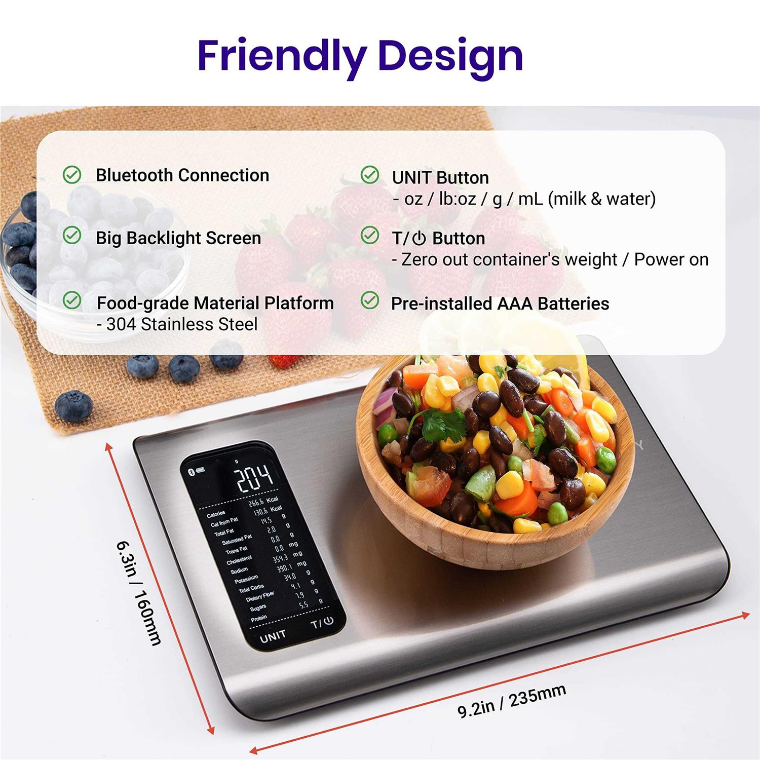 Etekcity Smart Food Nutrition Kitchen Scale, Digital Grams and Ounces ...