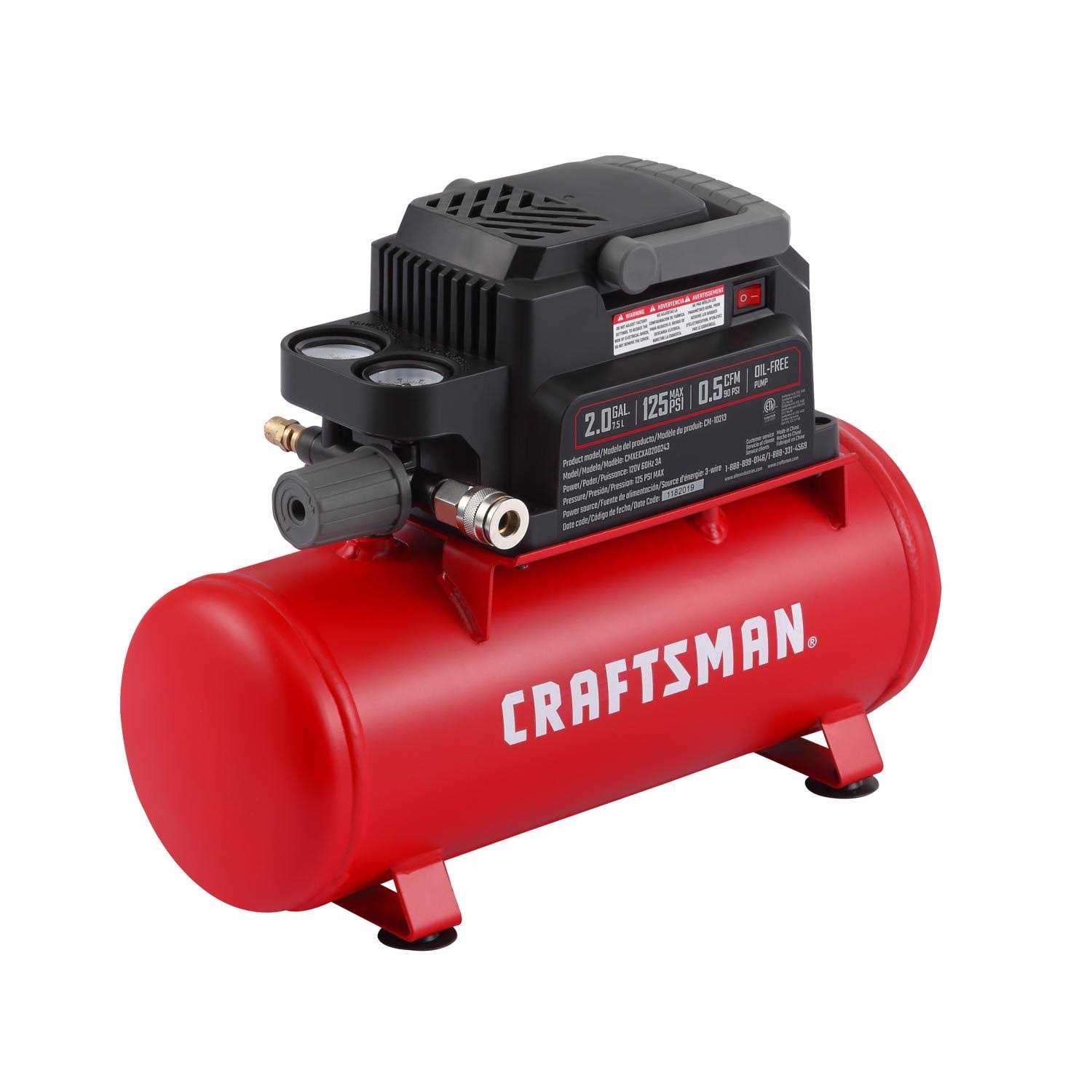 Craftsman 2 gal Horizontal Portable Air Compressor 125 psi 0.33 HP ...