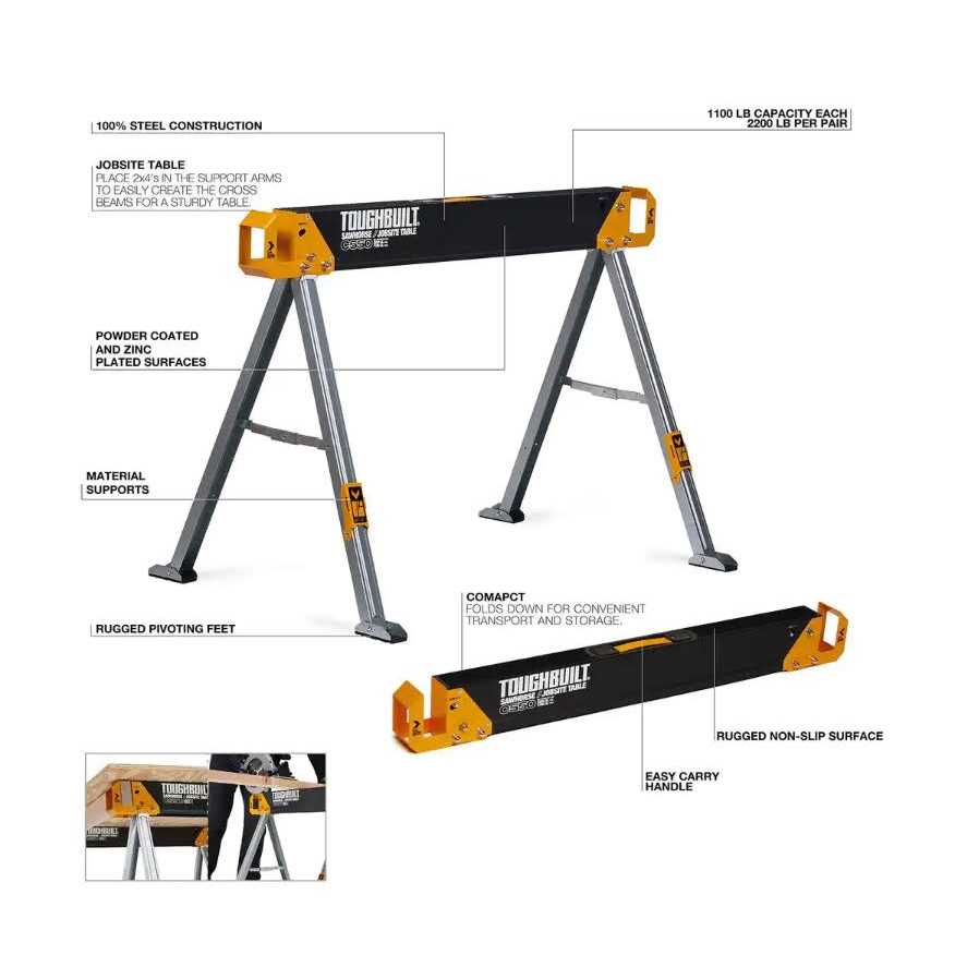 Toughbuilt C500 Sawhorse/Jobsite Table TB-C500 - Hardware&Tools Online ...