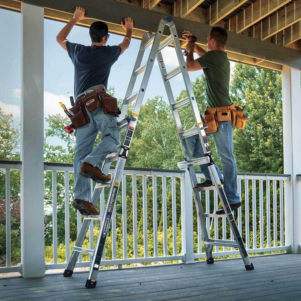 Werner 22 ft. Reach Aluminum 5-in-1 Multi-Position Pro Ladder with ...