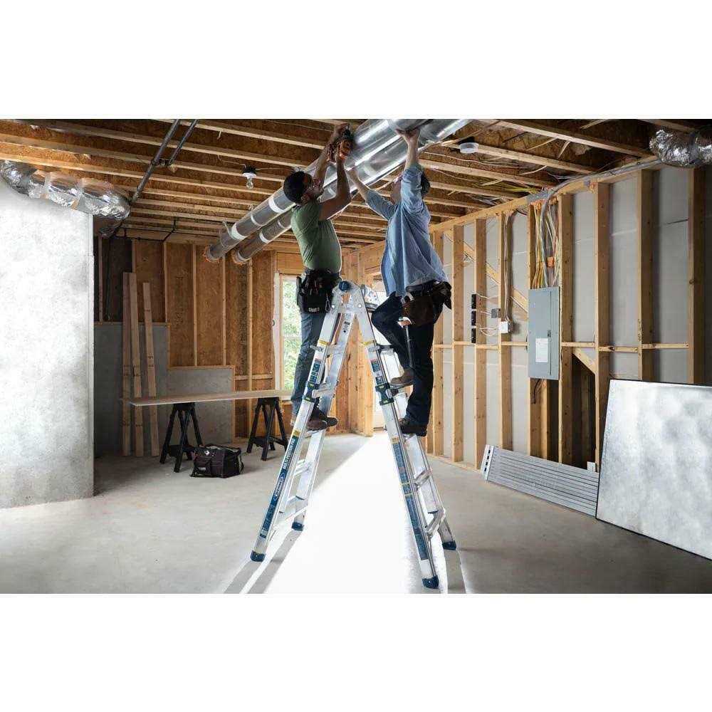 Werner 22 ft. Reach Aluminum 5-in-1 Multi-Position Pro Ladder with ...