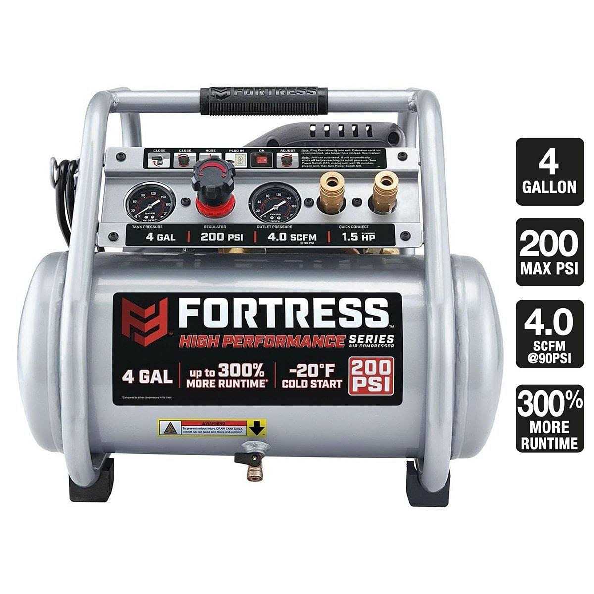 HFT FORTRESS Air Compressor 4 Gallon 200 PSI High Performance FORTRESS - Hardware&Tools Online Store