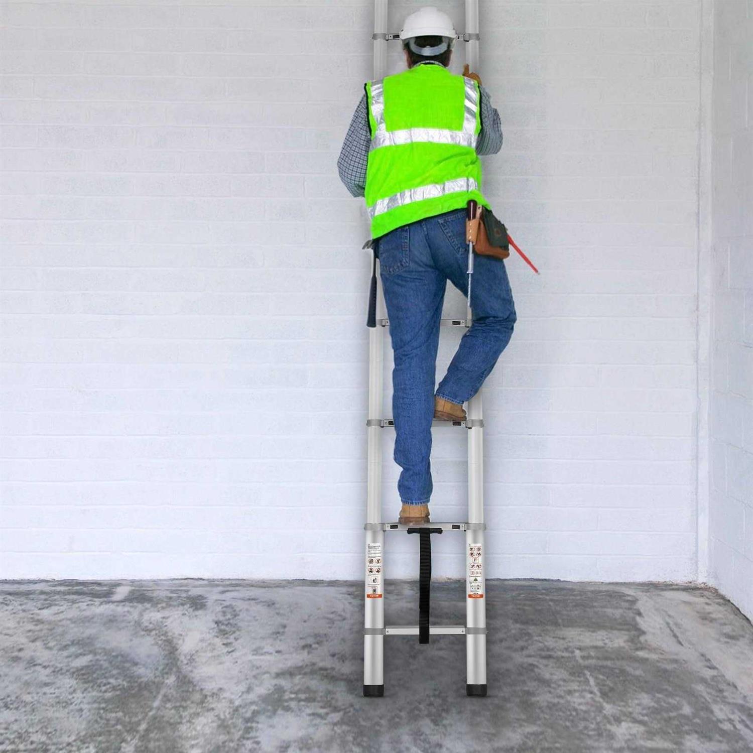 VEVOR Telescoping Ladder Aluminum One-button Retraction Collapsible ...