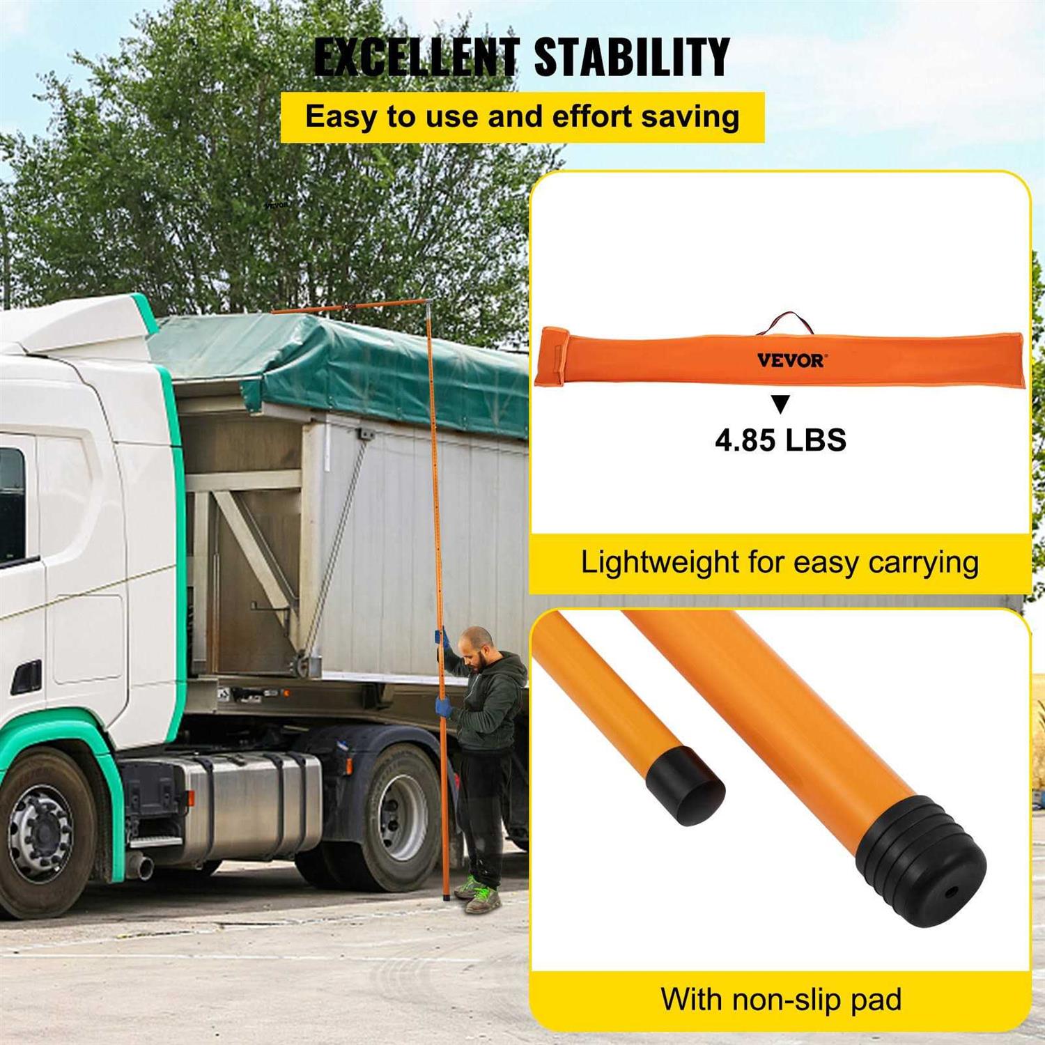 VEVOR Load Height Measuring Stick Sturdy Fiberglass Truck Height Stick ...