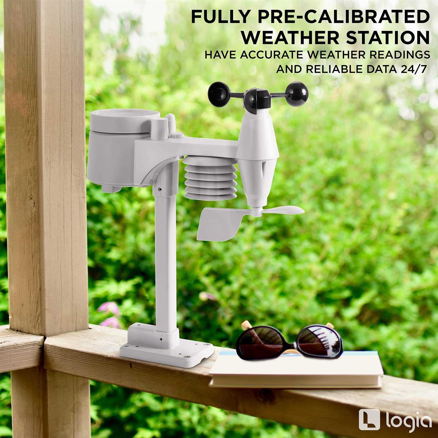 Logia 7-in-1 Weather Station Indoor/Outdoor Weather Monitoring System ...