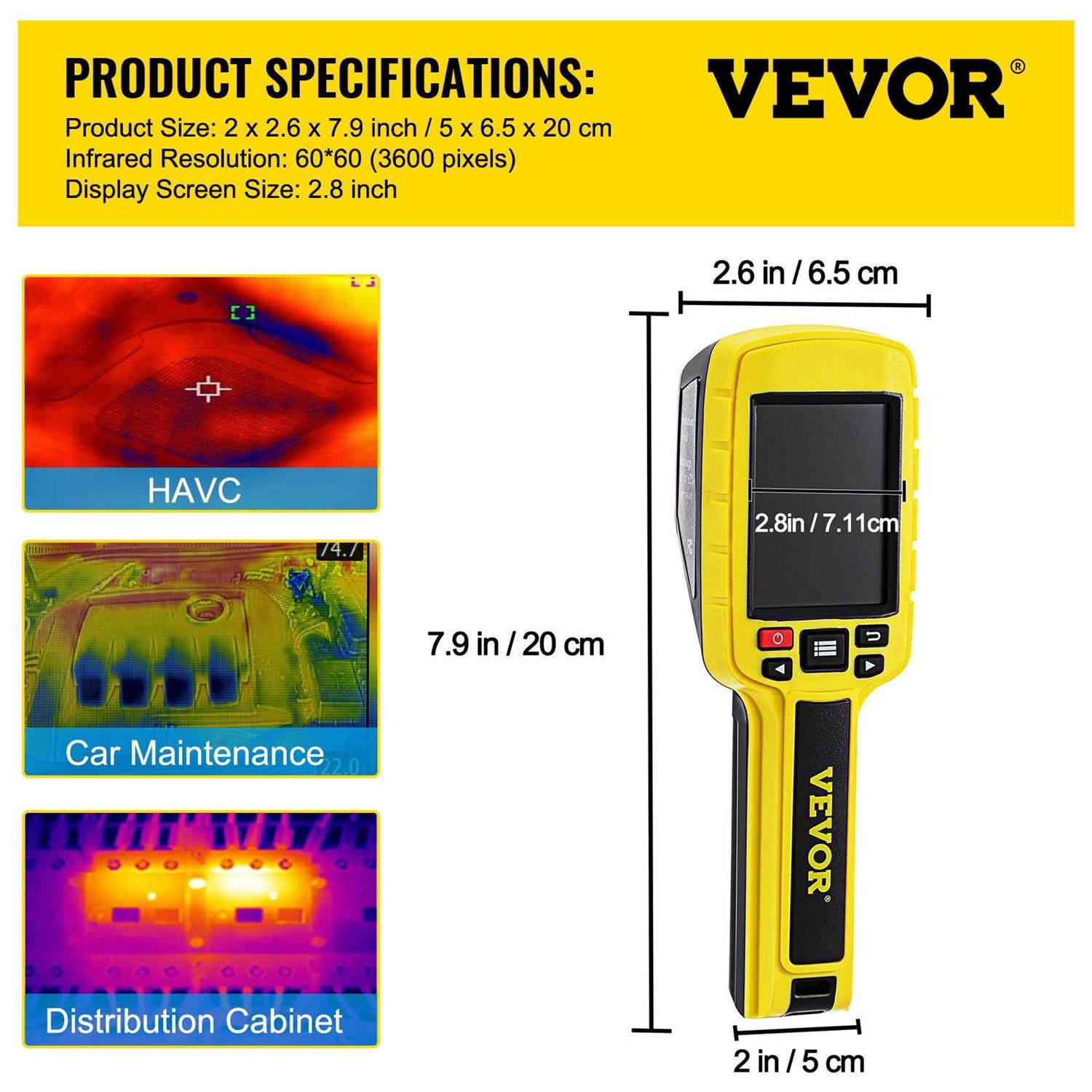 VEVOR Thermal Imaging Camera 60x60 IR Infrared Camera Automatic Detect ...