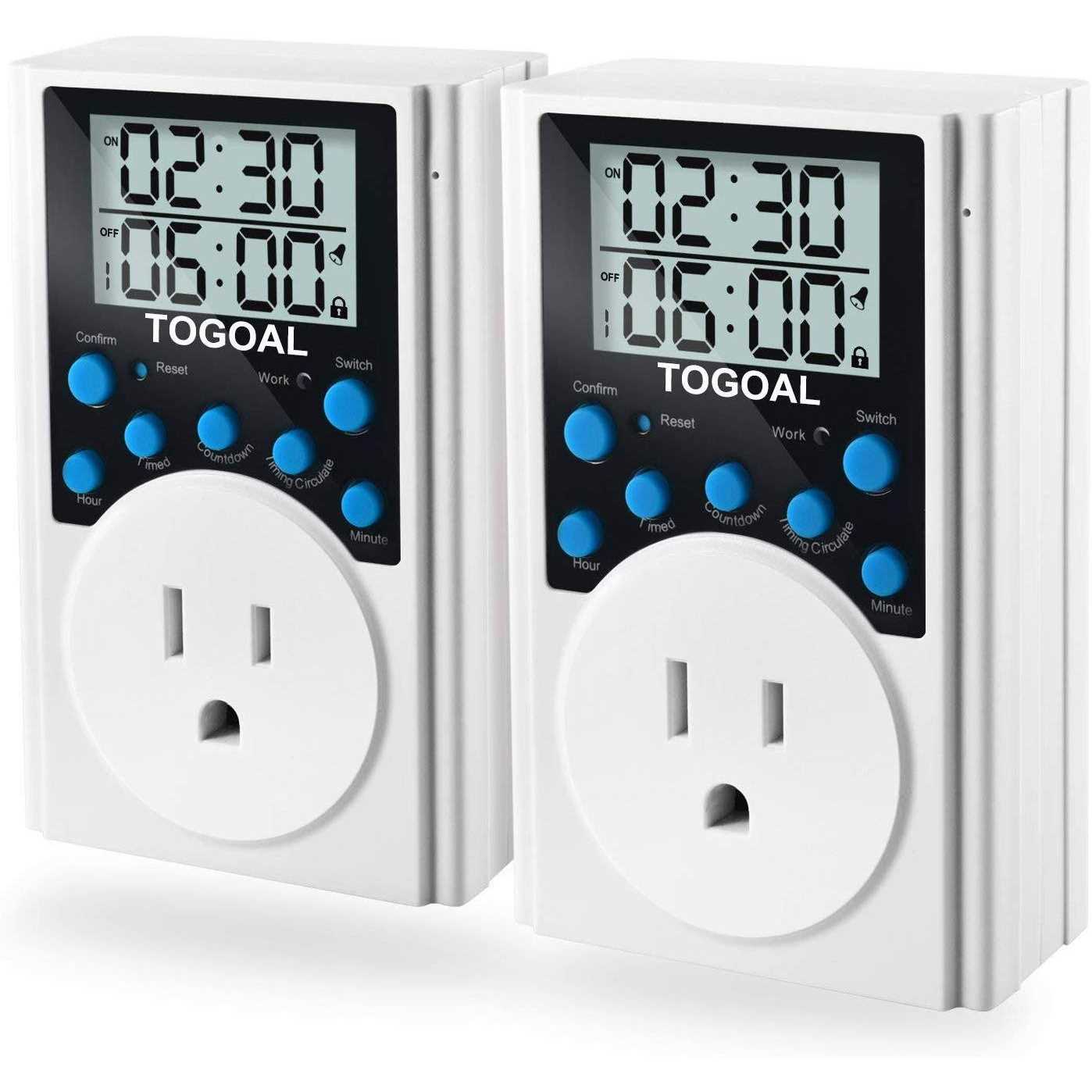 TOGOAL Digital Infinite Repeat Cycle Timer Plug with Countdown and 24 Hour Daily on-off Programs ...