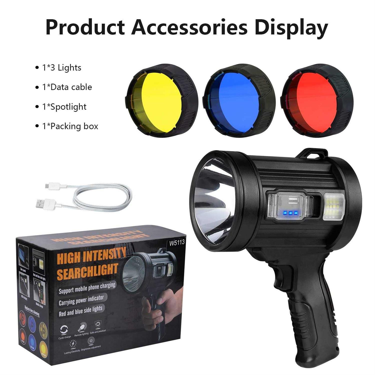 Rechargeable Spotlight Flashlight, Super Bright 900,000 Lumens ...