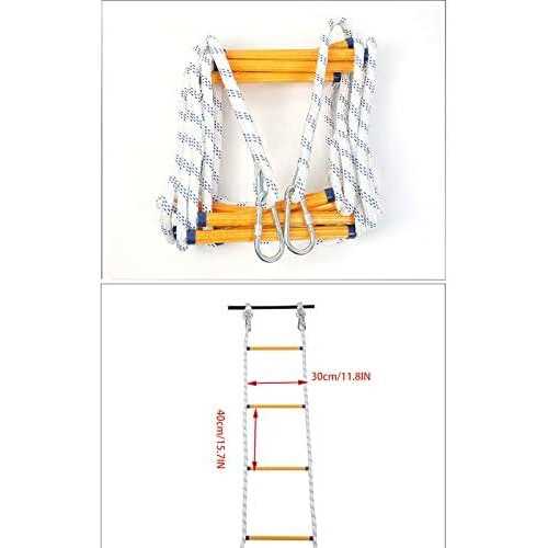 GKMAJKMB 16ft Emergency Fire Escape Rope Ladder 2 Story Flame Resistant ...