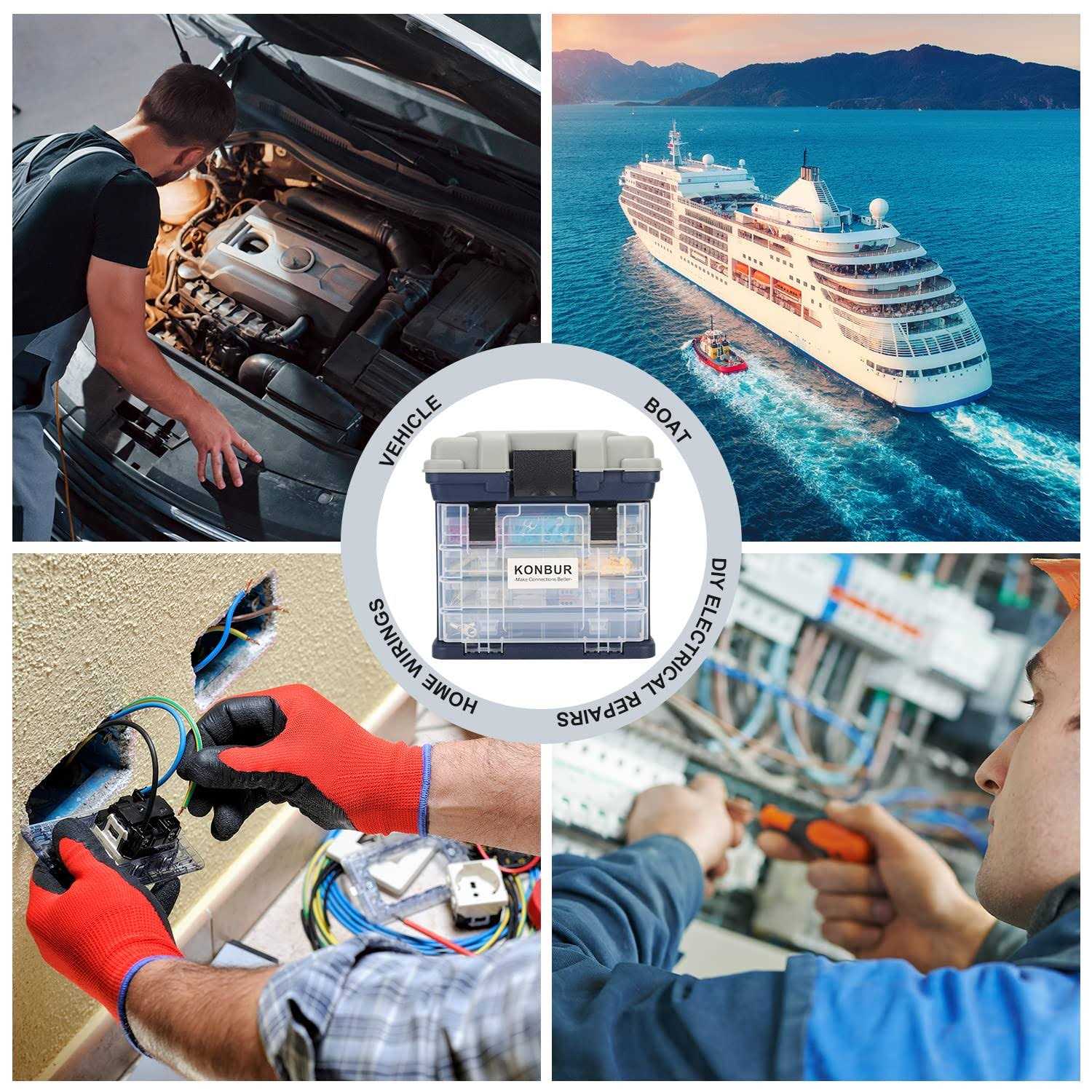 konbur home marine automotive electrical tool kit set with wire ...