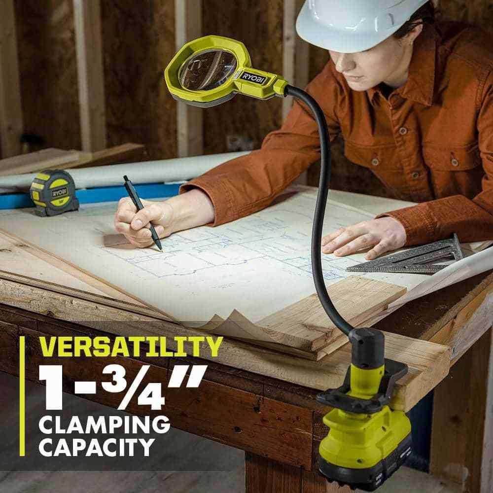 RYOBI ONE+ 18V Cordless LED Magnifying Clamp Light - Hardware&Tools ...