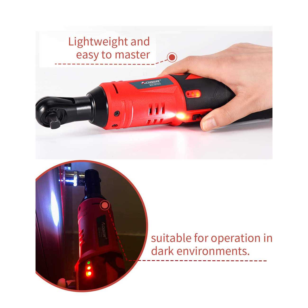 Cordless Electric Ratchet Wrench Set Aoben 3/8 12V Power Ratchet Tool Kit - Hardware&Tools ...