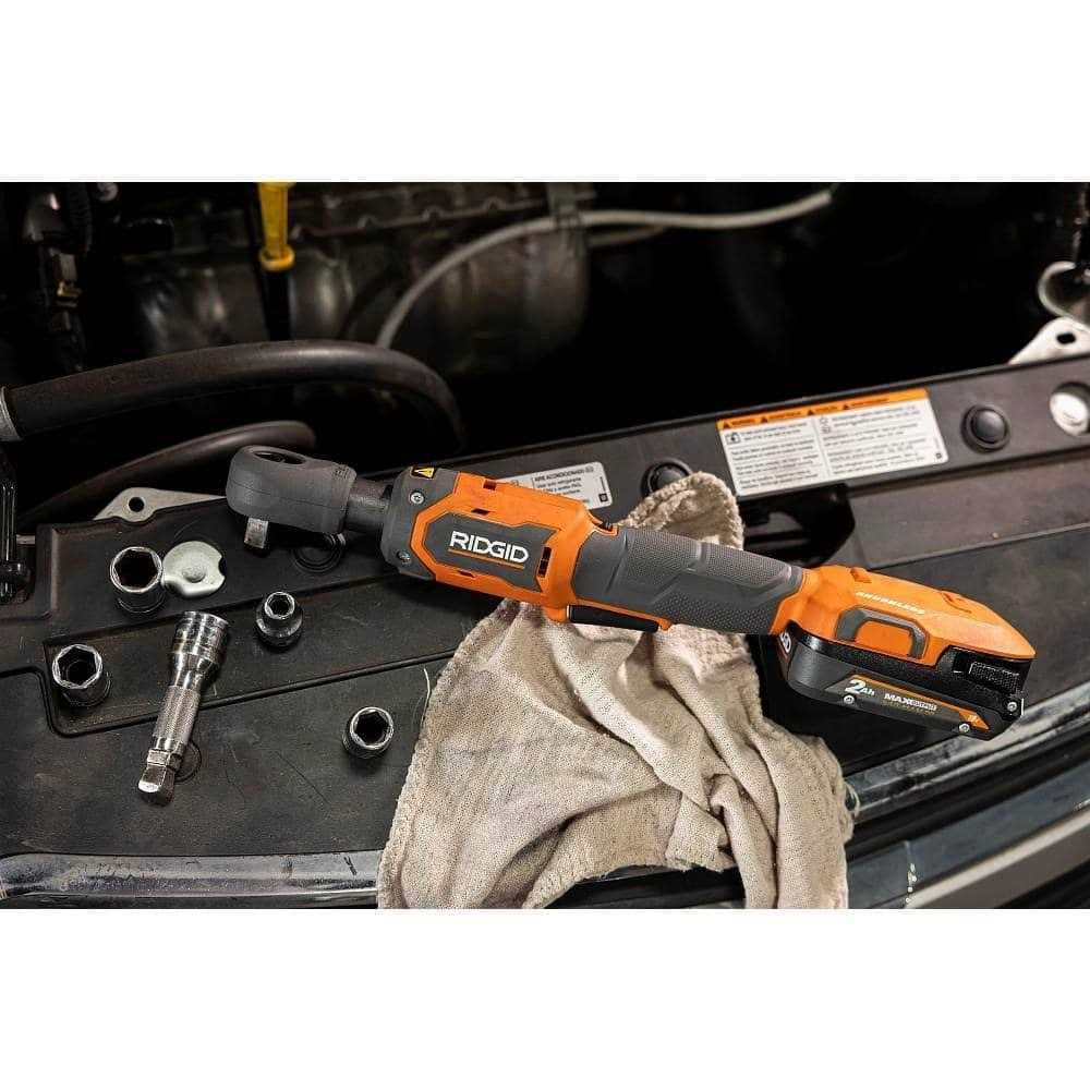 RIDGID 18V Brushless Cordless Ratchet 2.0 Ah Battery and Charger ...