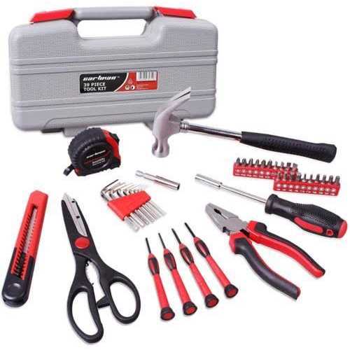 Cartman 39-Piece Tool Set General Household Hand Tool Kit with Plastic Toolbox Storage Case ...