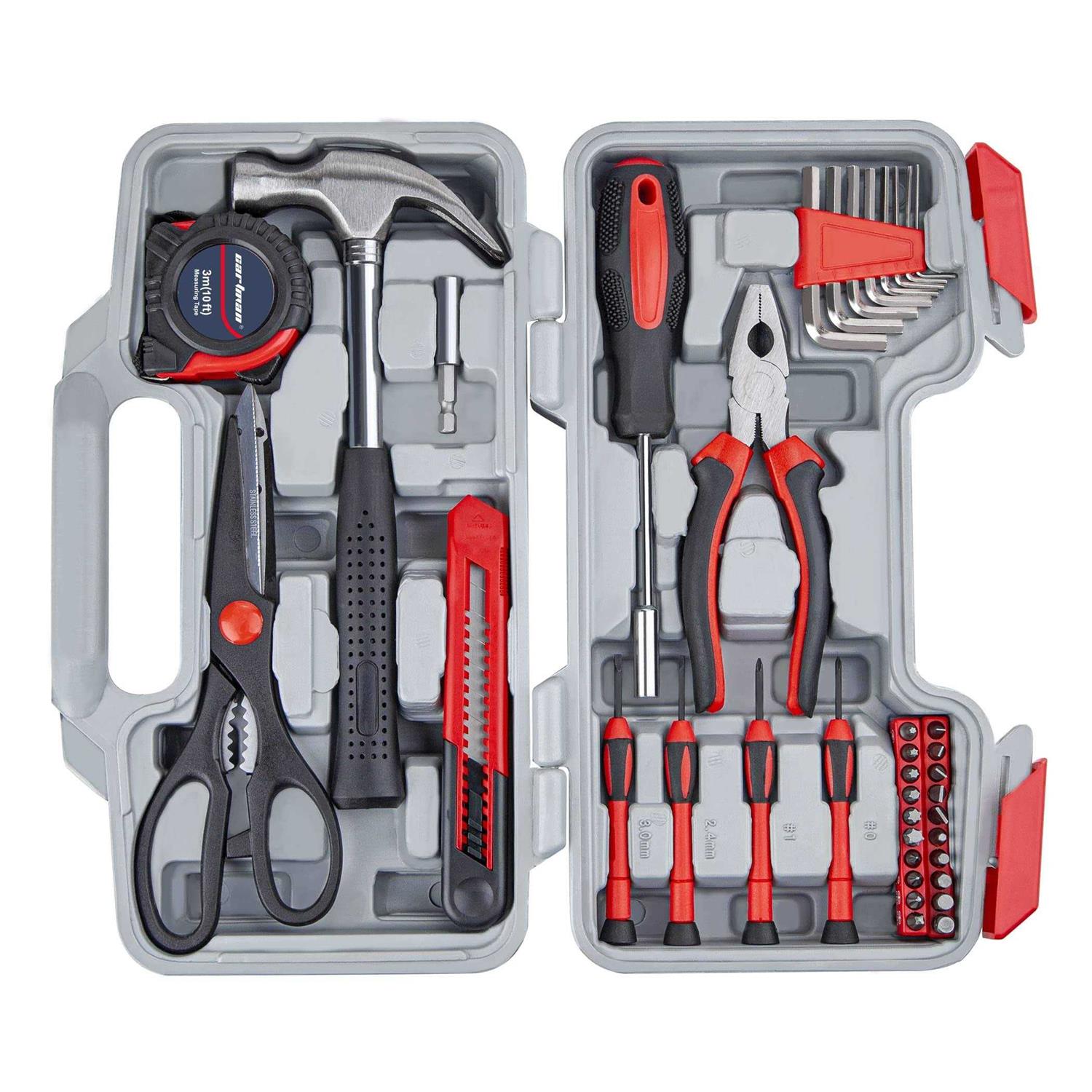 Cartman 39-Piece Tool Set General Household Hand Tool Kit with Plastic Toolbox Storage Case ...
