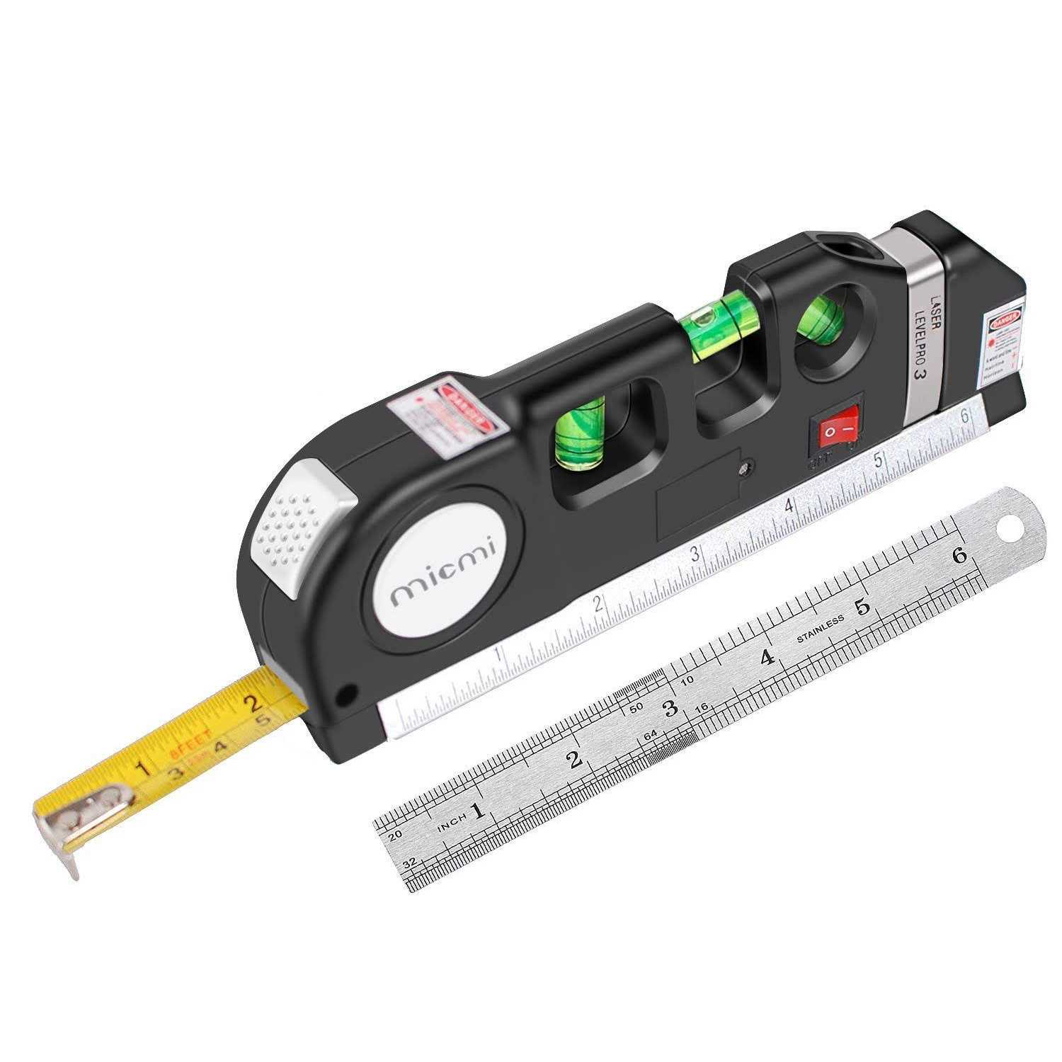 Laser level, Multipurpose Laser Tape Measure Line 8ft+ Tape Measure Ruler Adjusted Standard and ...