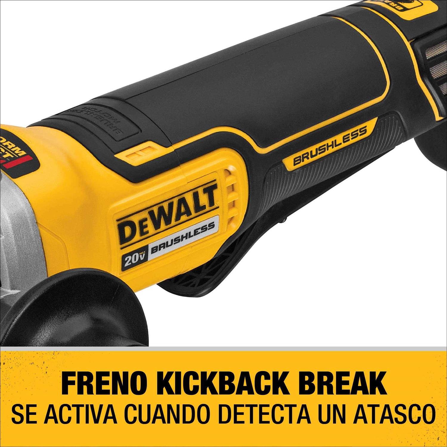 DeWalt 20V MAX XR 5 Flathead Paddle Switch Small Angle Grinder with Kickback Brake DCG413FB ...