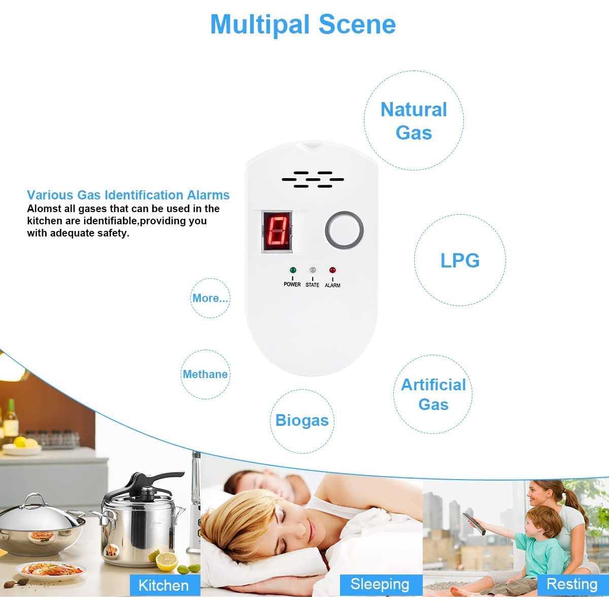 Gas Leak Detector Natural Digital Gas Detector Home Gas Alarm Gas Leak ...