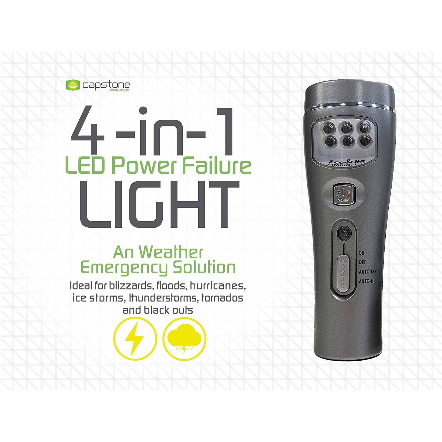 Capstone 4-in-1 Eco-I-Lite Rechargeable LED Emergency Flashlight Night ...