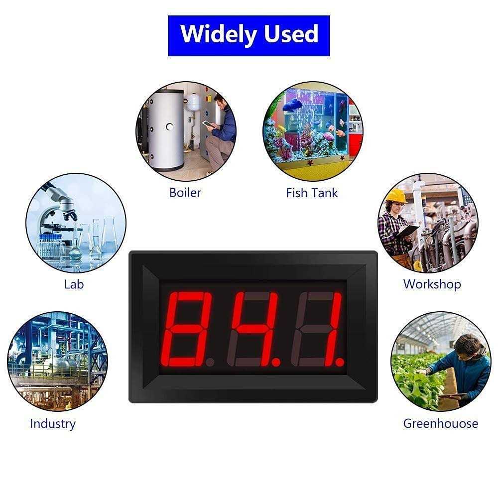 PEMENOL 12V Red Fahrenheit Digital Temperature Meter -76F~999F LED ...