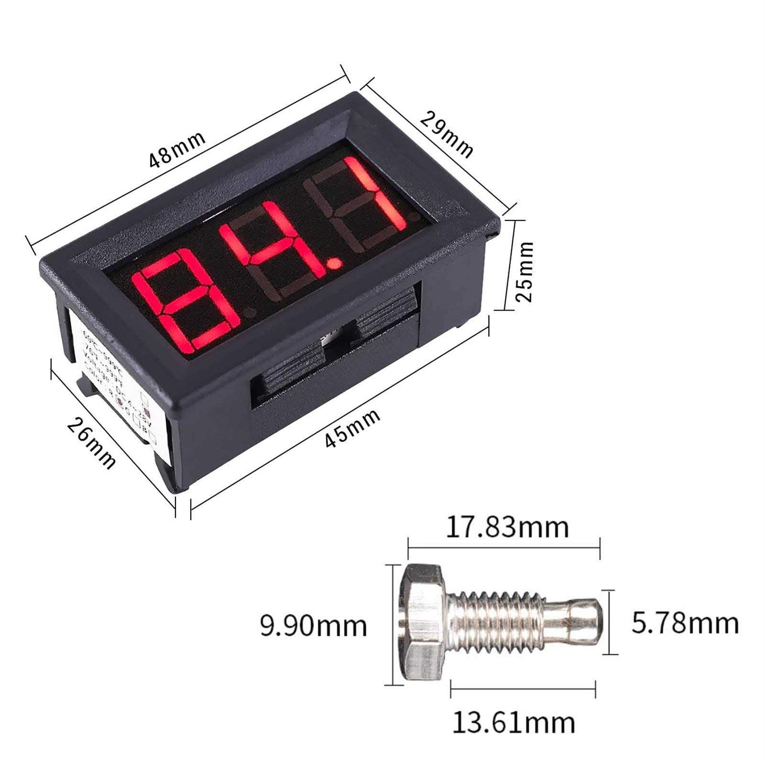PEMENOL 12V Red Fahrenheit Digital Temperature Meter -76F~999F LED ...