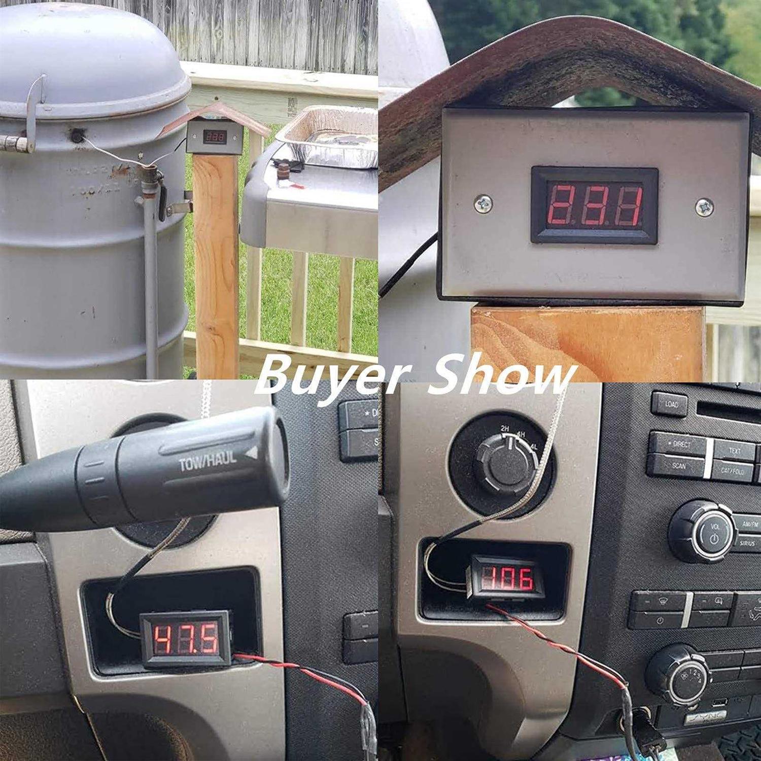 PEMENOL 12V Red Fahrenheit Digital Temperature Meter -76F~999F LED ...