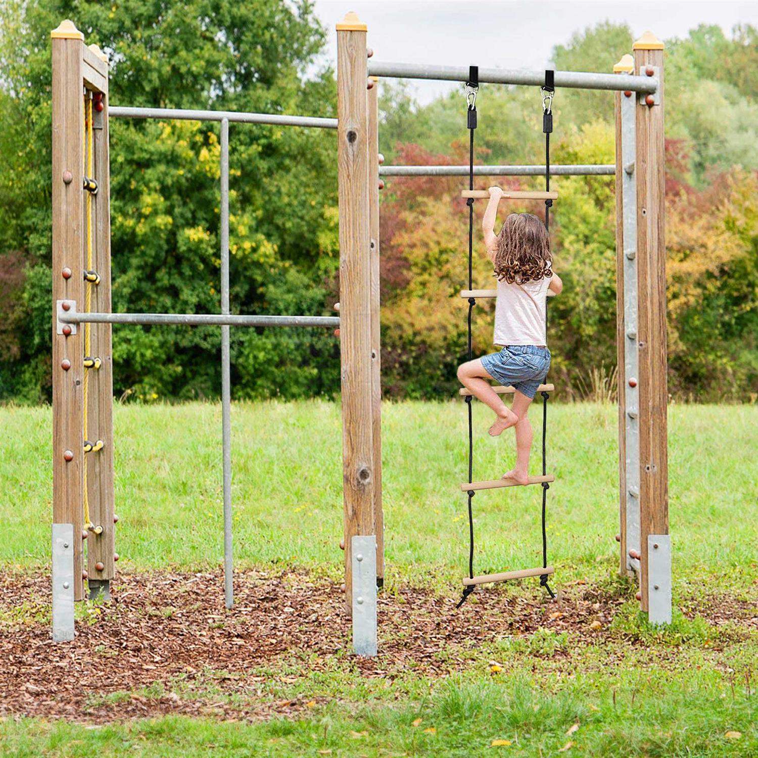 MONT PLEASANT Rope Ladder for Kids Climbing Obstacle Wooden Swing Rope ...