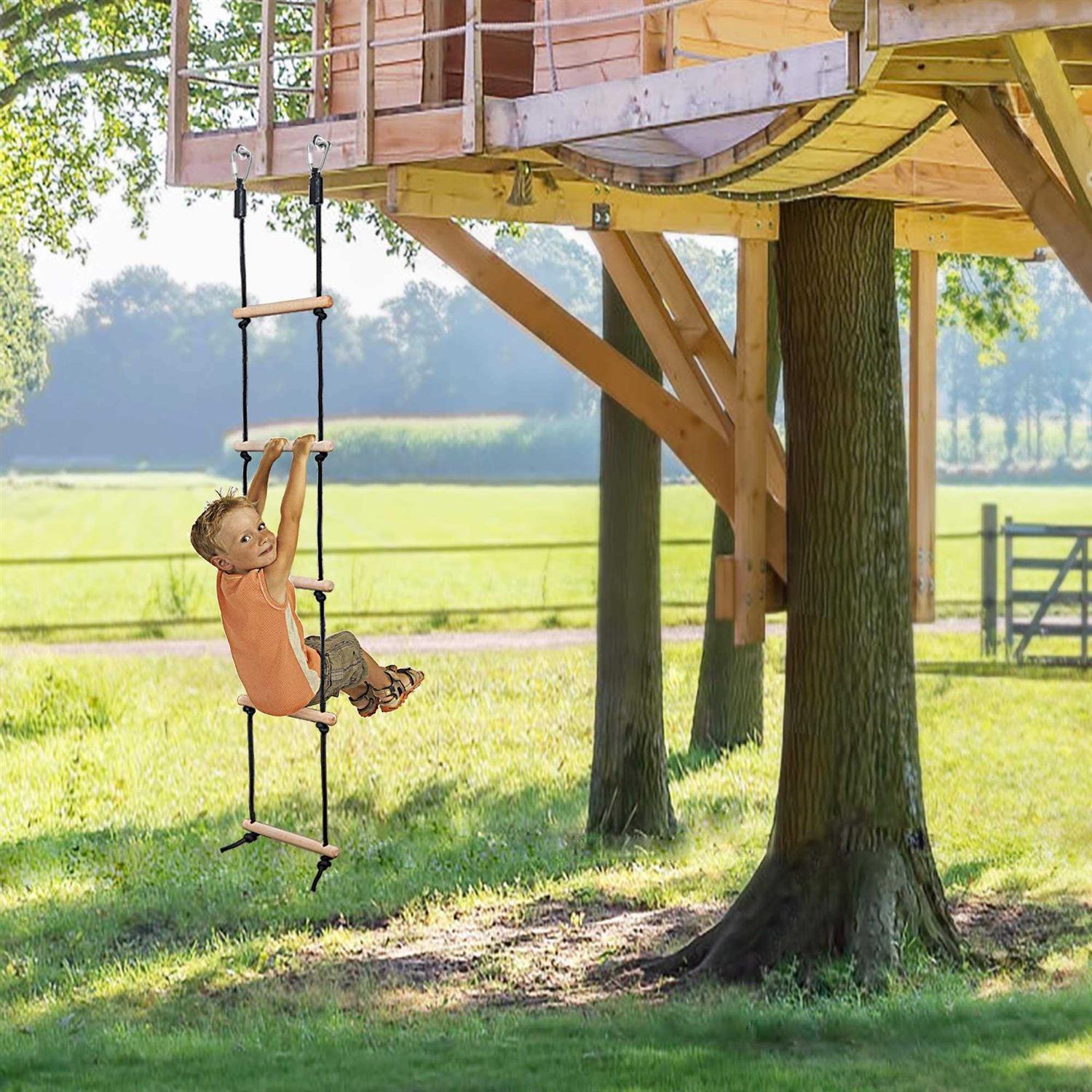 MONT PLEASANT Rope Ladder for Kids Climbing Obstacle Wooden Swing Rope ...